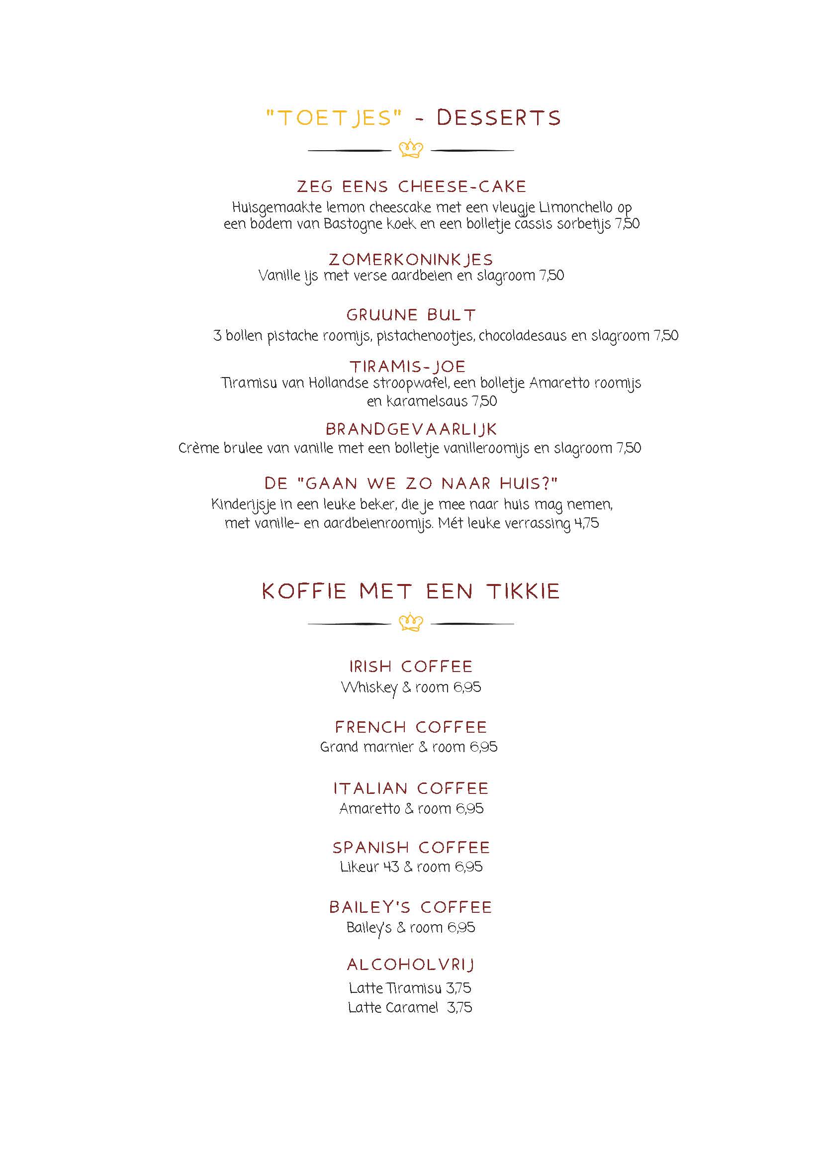 Menu - De Heeren van Dorth